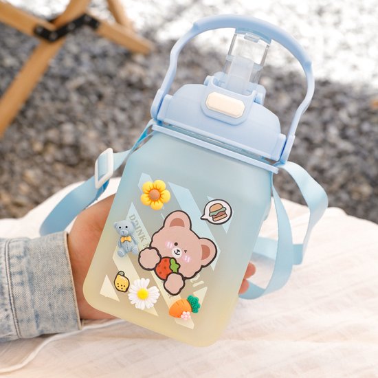 Kinderfles -Drinkfles voor kinderen-1300 ml- Blauw / Blue- Handige bijt ...