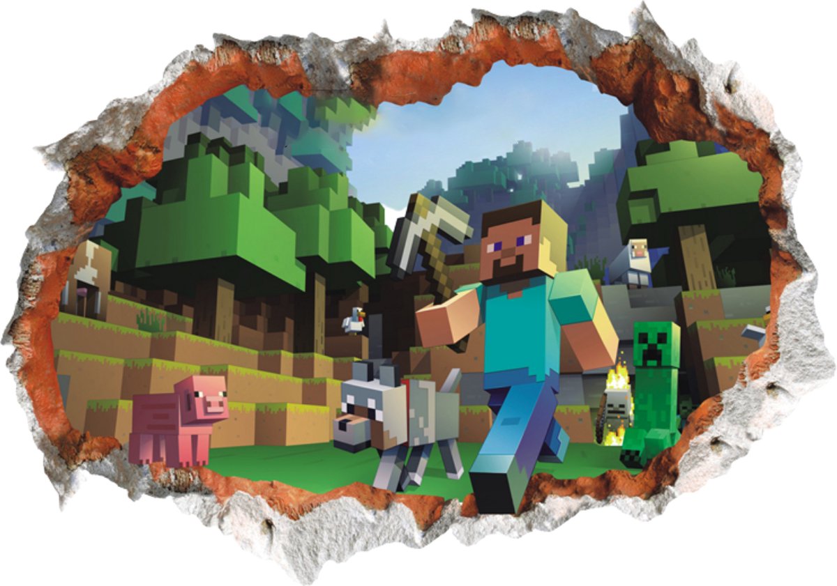 Muurstickers Bekend van Minecraft - 3D Plak Poster - Muurdecoratie Voor ...