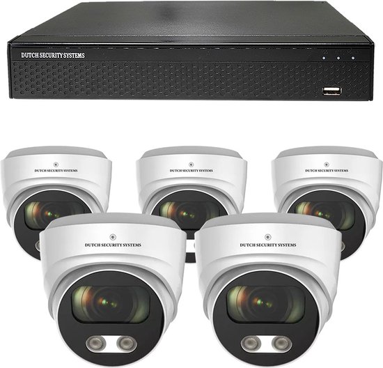 Beveiligingscamera set - 5x Dome camera - UltraHD 4K - Sony 8MP - Wit ...