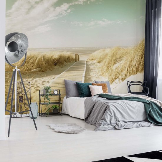 Fotobehang - Vlies Behang - Duinen - Strandpad - Zee - Strand - 416 x ...