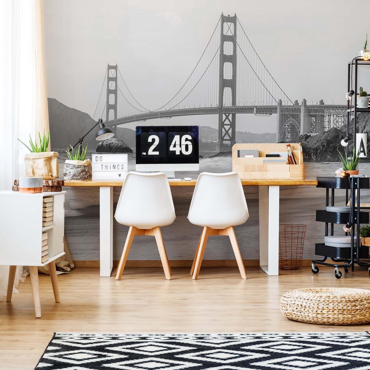 Fotobehang - Vlies Behang - Golden Gate Bridge - San Francisco - zwart ...