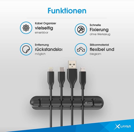 XLayer Kabel organizer - kabelhouders met plakstrip - 3 stuks in verschillende... | bol.com