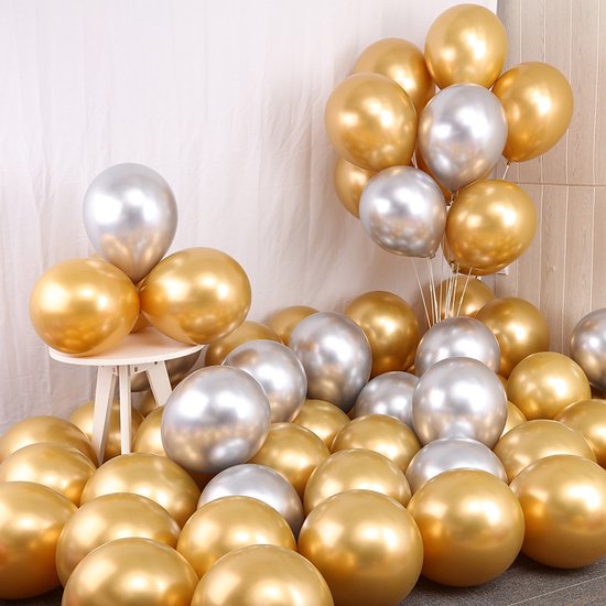 Feest Ballon- Luxe -metallic - zilver-goud- 12stuks | bol