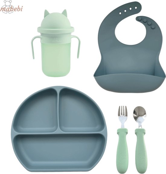 Mabebi - Kinderservies 5delig - Siliconen eetset voor kinderen ...