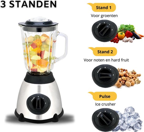 Swiss - Blender - Smoothie Maker - 1,5 Liter - Glazen Kan - 400 Watt ...