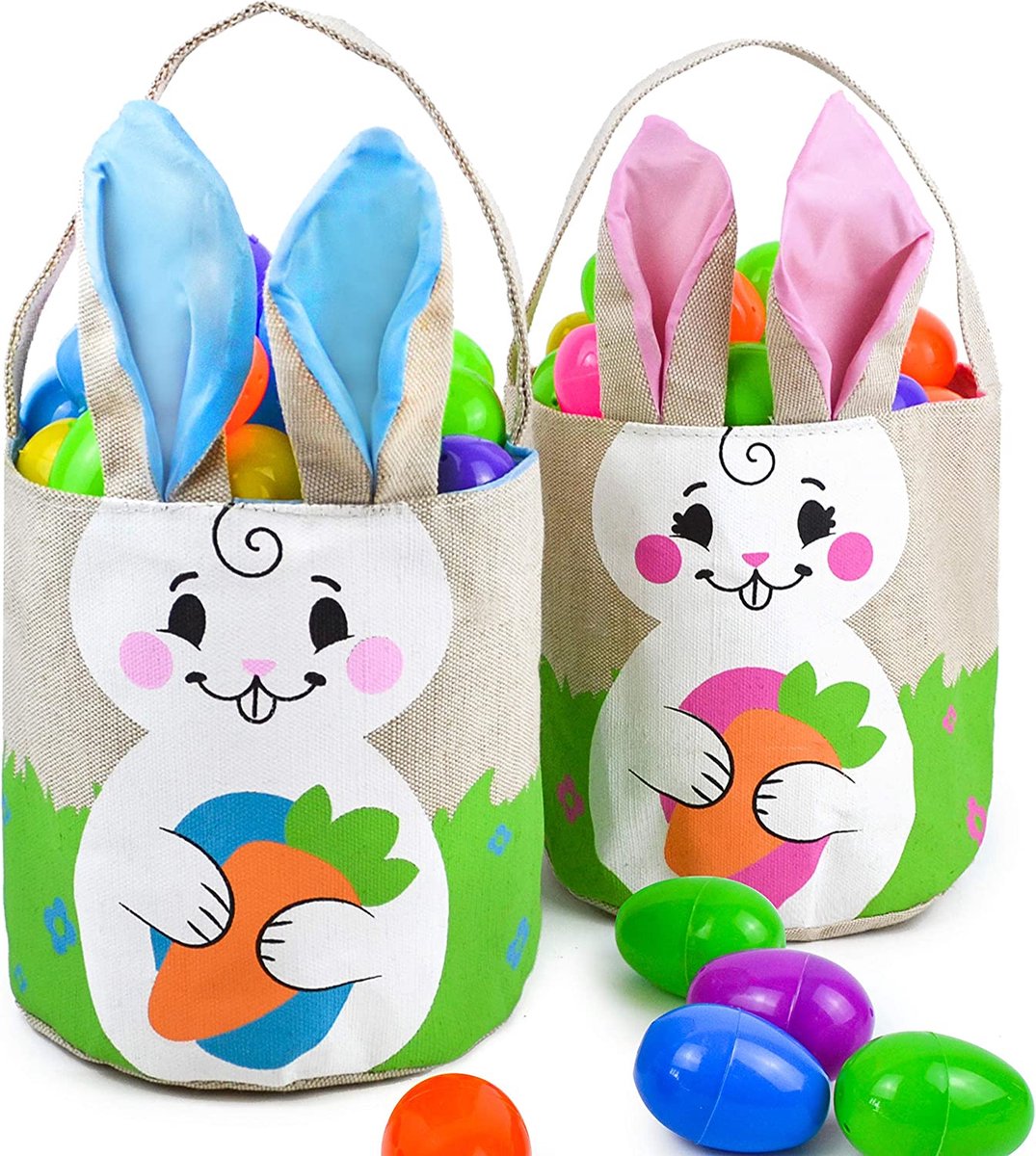Set van 2 paashazen mandjes voor paaseieren, paaszakjes, cadeaumanden ...