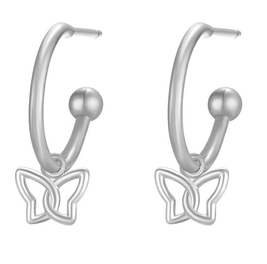 Oorbellen Vlinder - RVS - 12x20 mm - Zilverkleurig | bol