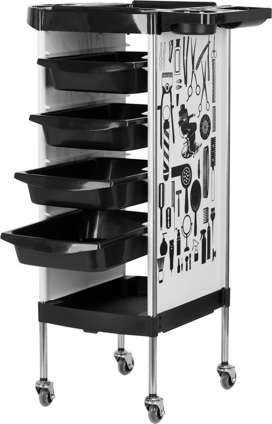 Gabbiano - Kapper & Barber trolley - werkwagen - zwart/wit - abs ...