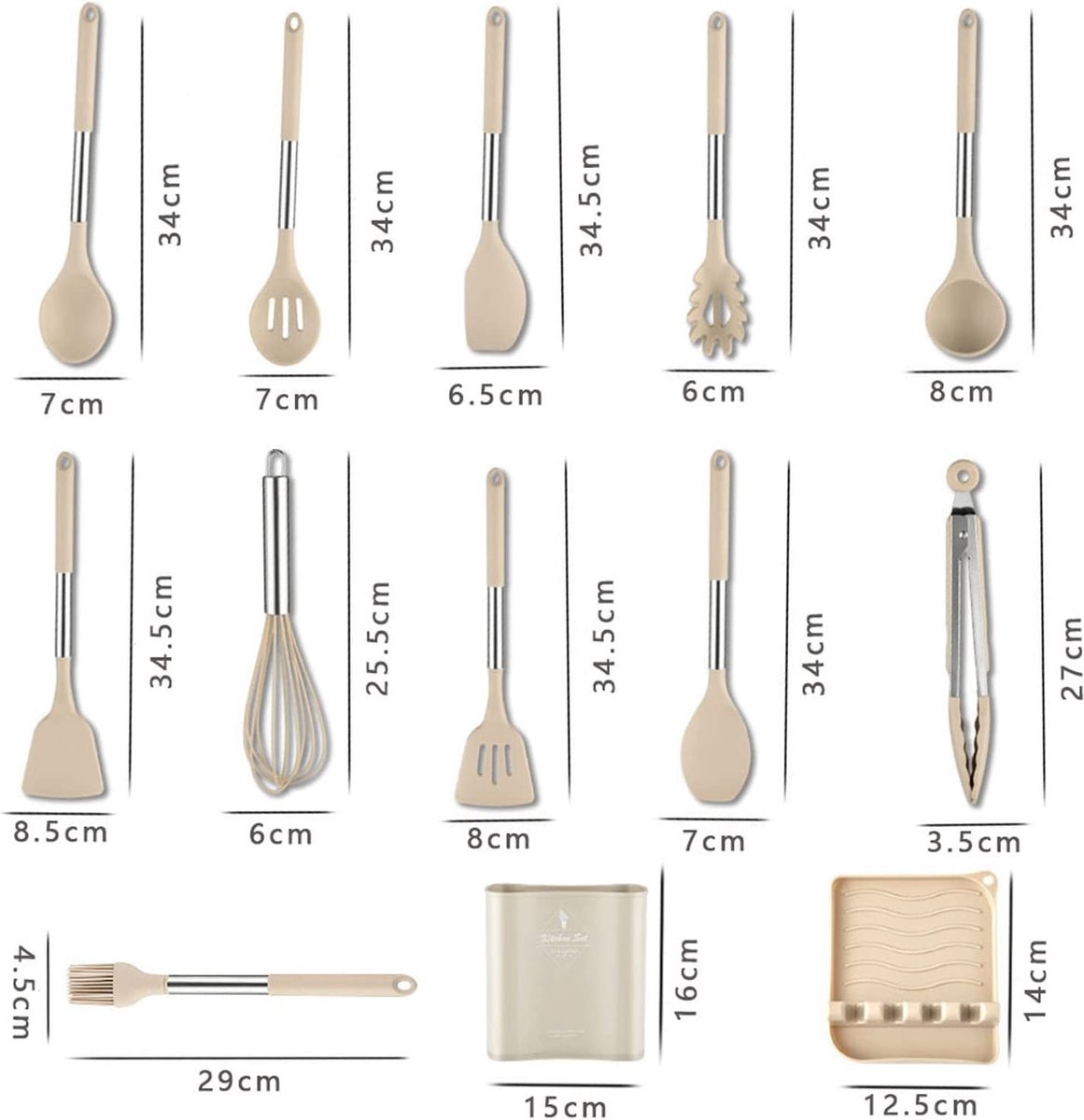 Set d'ustensiles de cuisine en silicone 13 pièces, Set d'ustensiles de ...