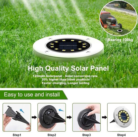 CNL Sight®Solar Grondspots (4 stuks) - warm wit-RVS Grond Spots op ...