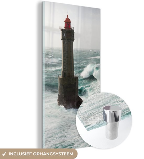 MuchoWow® Glasschilderij 60x120 cm - Schilderij acrylglas - Een golf achter de... | bol