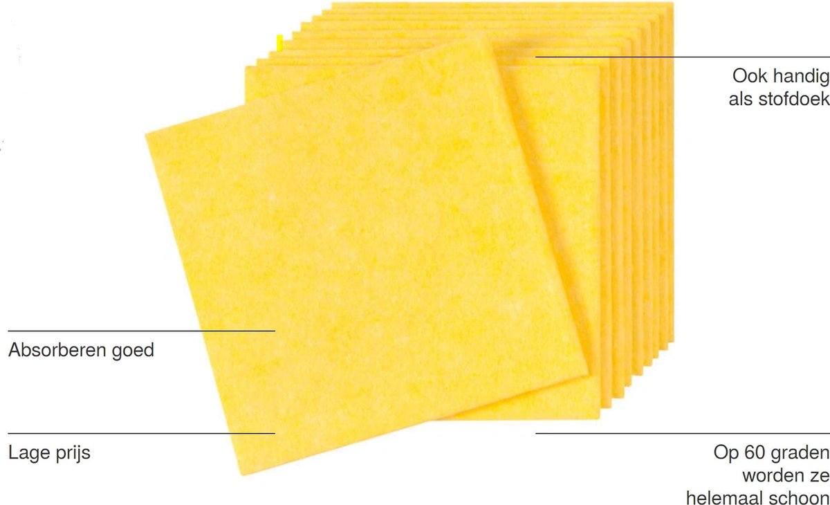 10x stuks gele huishouddoekjes - universele doekjes - schoonmaakdoekjes ...