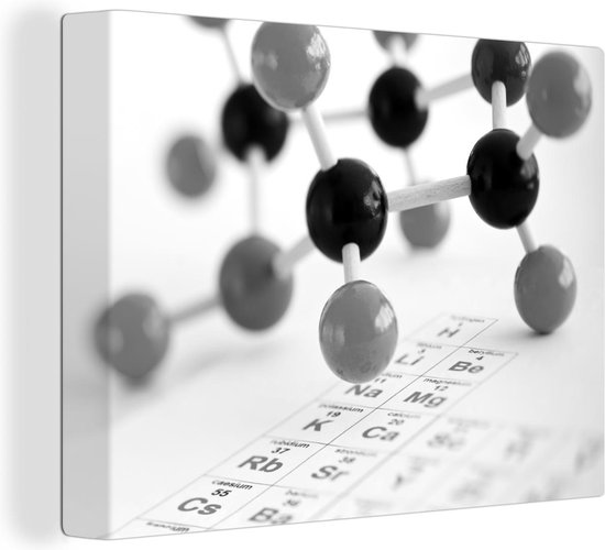 Toile Peinture Molécules sur le tableau périodique - noir et blanc ...