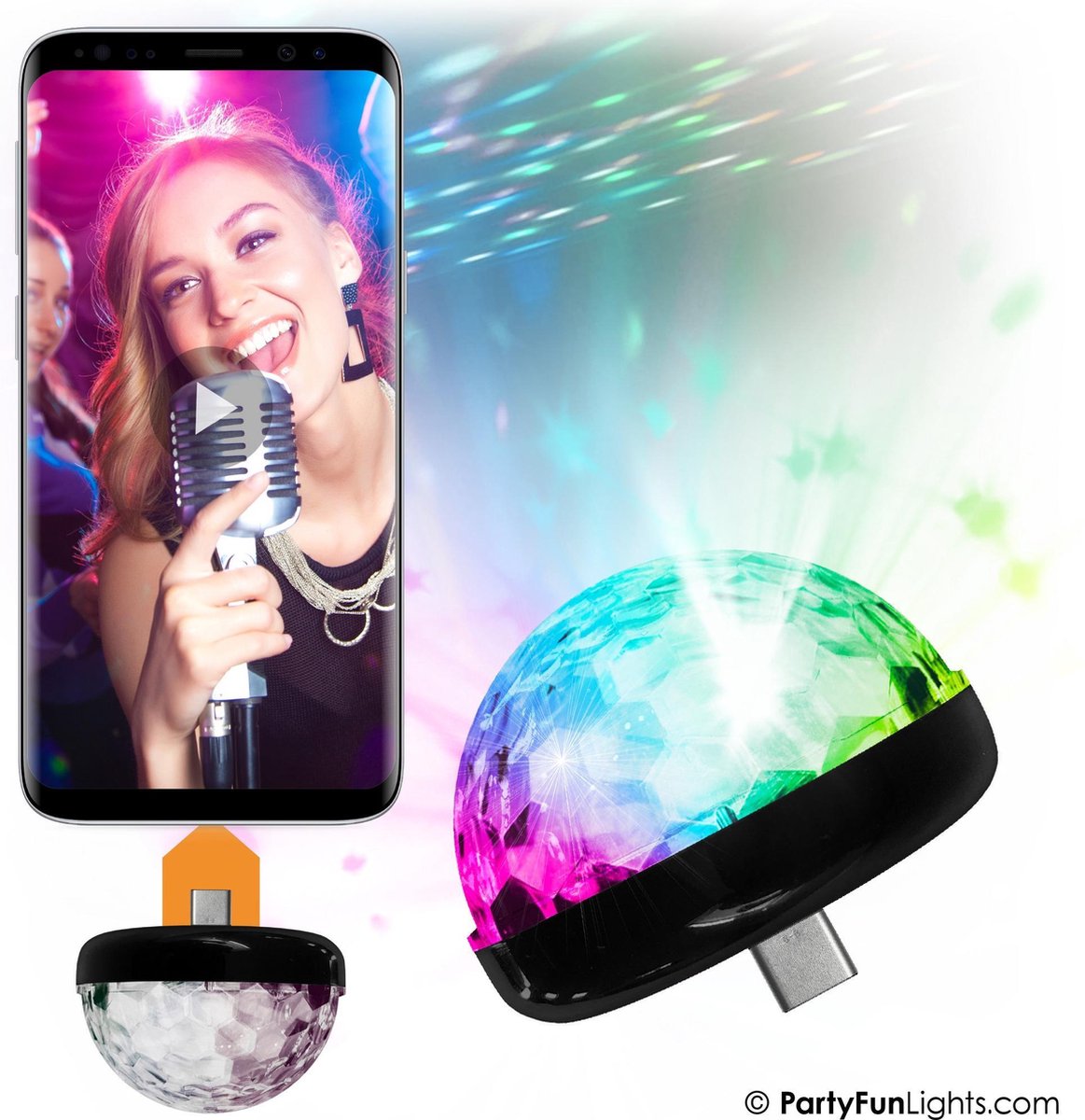 PartyFunLights - USB party verlichting voor smartphone - reageert op ...