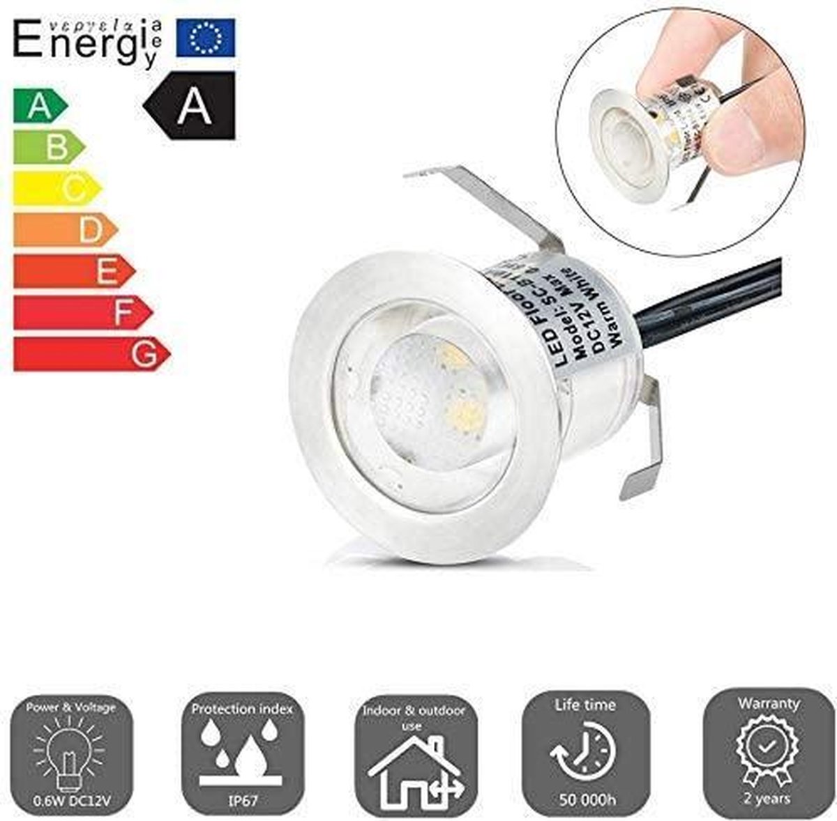 CroLED - IP67 Led Deck Light 16 x mini inbouw spotjes - Warm wit licht ...