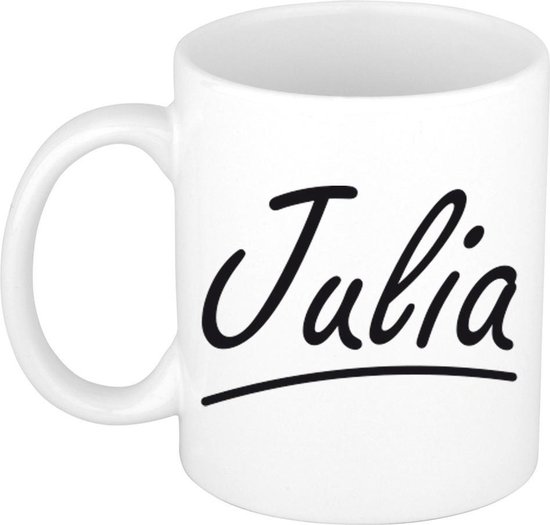 Julia naam cadeau mok / beker sierlijke letters - Cadeau collega ...