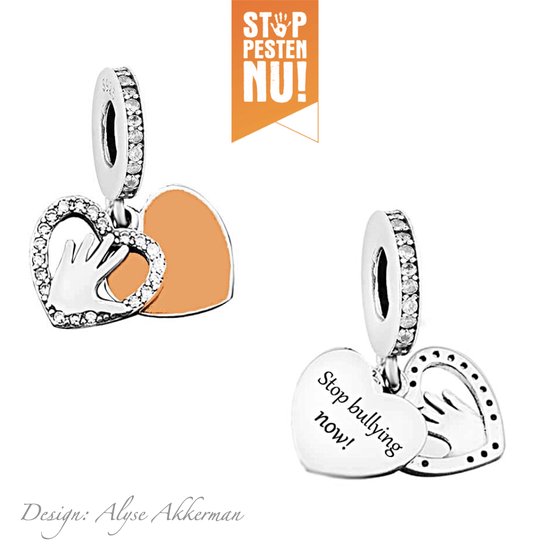Zilveren Bedels Symbool | Bedel Stop Pesten | Twee-delig met zirkonia ...