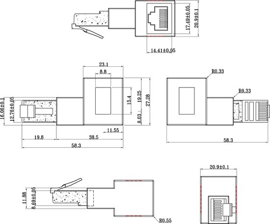 InLine RJ45 haakse adapter - CAT6a 10 Gigabit - STP - haaks naar links ...
