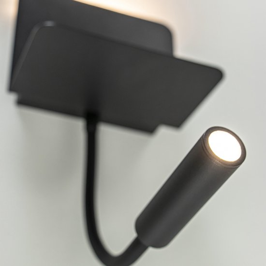 Straluma Zwarte LED wandlamp met verstelbare spot en USB | bol