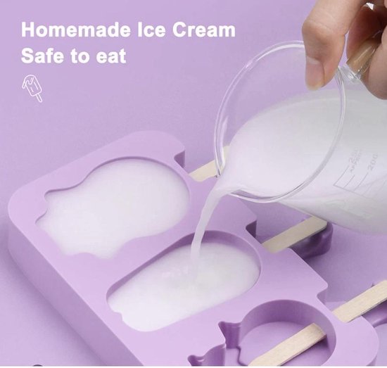 Siliconen Ijsjes Vorm - Ribbel vorm - 4 Ijsjes - Yoghurt & Waterijsjes ...