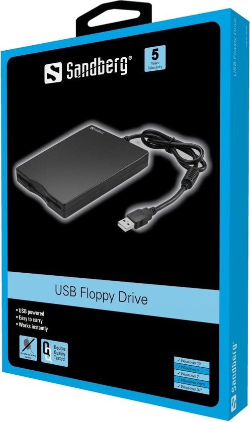 Sandberg USB Floppy Disk Reader - 720KB/1.44MB - Zwart - 133-50 | bol