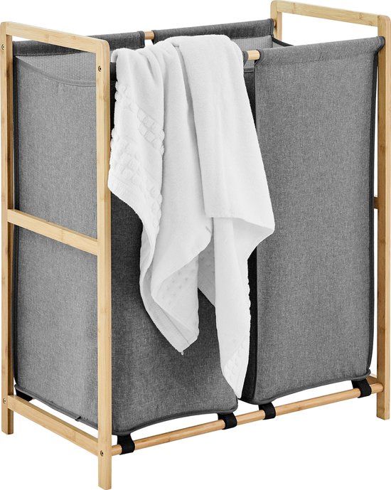 ACAZA Grote Wassorteerder met 2 Vakken - Wasmand - Stof / Bamboe ...