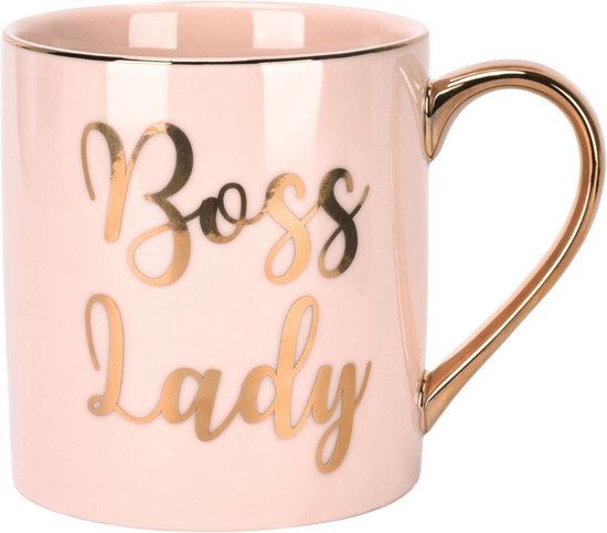 Coffee Lover - Mok Boss Lady Roze - met écht goud | bol.com