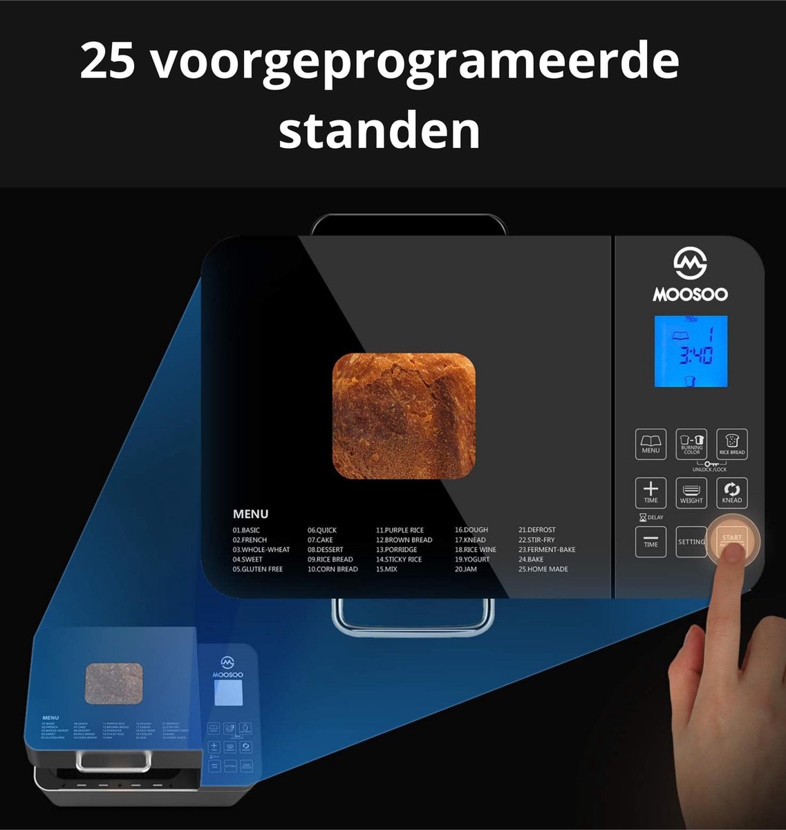 LORIOTH® Professionele Broodbakmachine - Thuis bakken - Broodrooster ...