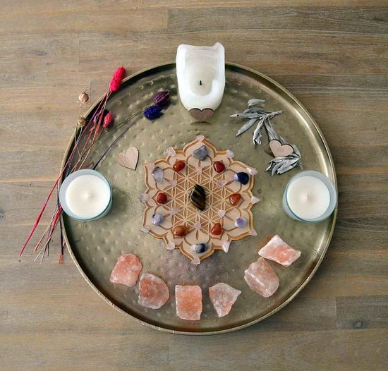 Flower of Life Lotus Crystal Grid Liefde en Vriendschap set incl ...