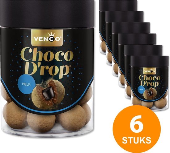 Venco Choco Drop Melk 6 potten à 146 g Snoep - dropchocolade - Cadeau ...