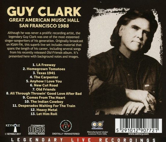 Guy Clark - Great American Music Hall, San Francisco 1988 (CD), Guy ...