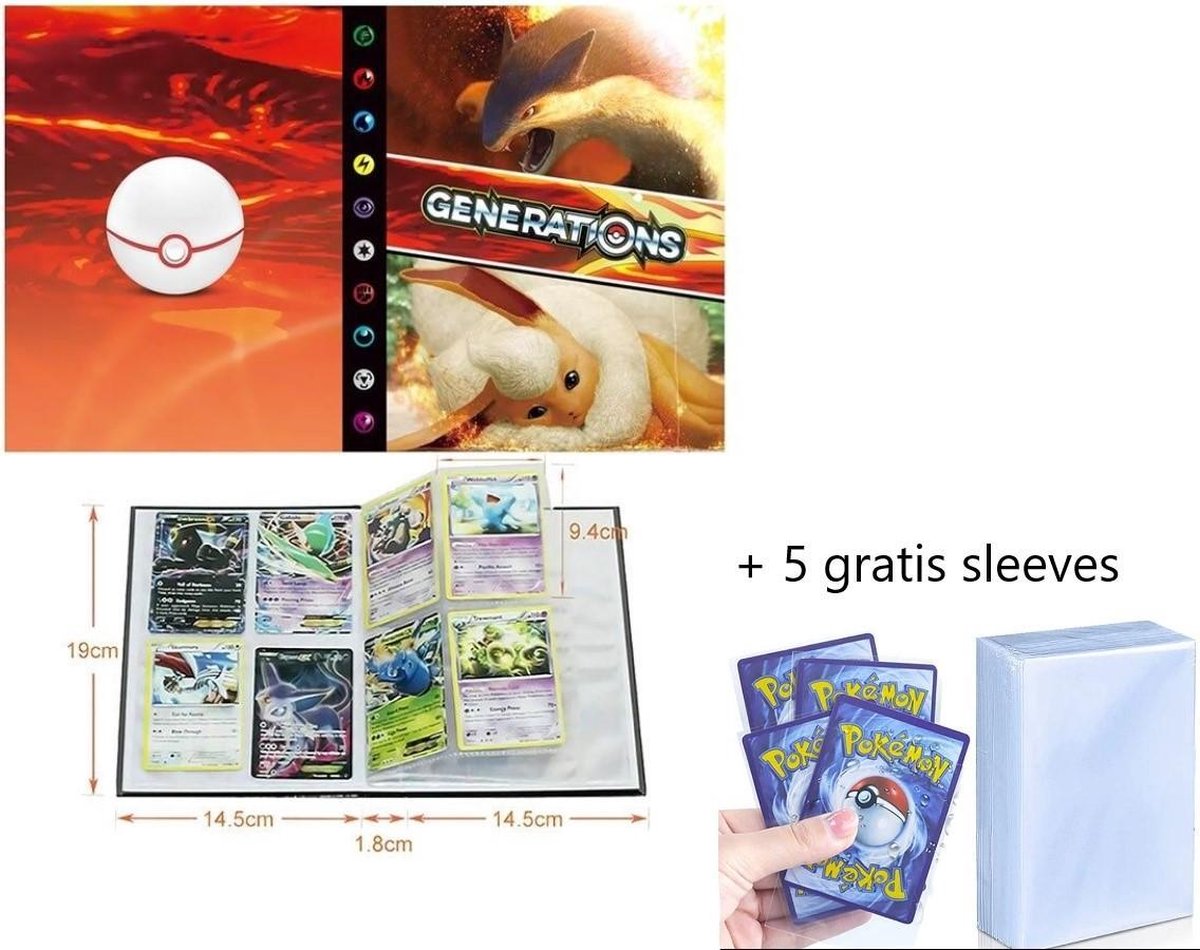 Verzamelmap + 5 gratis sleeves – Geschikt Voor pokemon kaarten – 240 ...