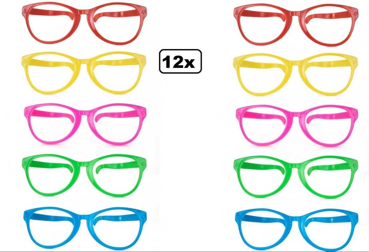 12x Maxi bril zonder glas - brillen thema feest festival fun verjaardag ...