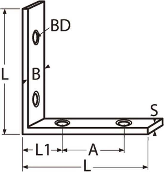Stoelhoek 31x31x12 - Rvs A2 - Hoekijzer - 6 stuks | bol