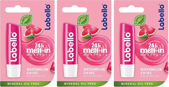 Labello Watermelon Shine - Lippenbalsem - 3 stuks - Voordeelverpakking ...