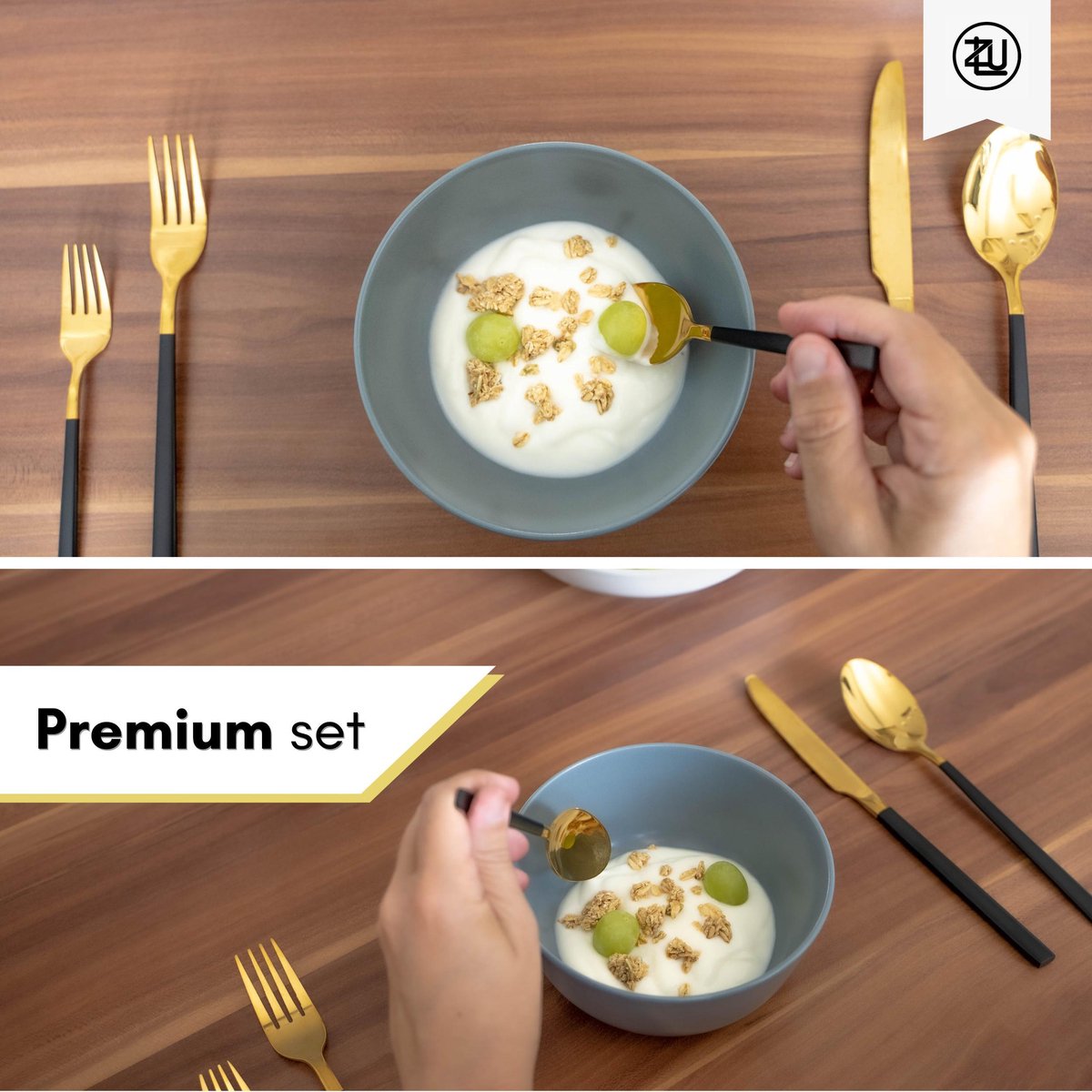 LuZana Bestek set goud - 30-delig bestek - 6 persoons - Luxe bestek set ...