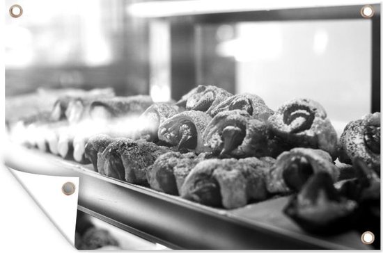 Décoration murale Les brioches dans la vitrine de la boulangerie - noir et blanc -... | bol.com
