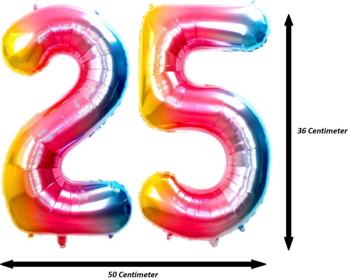 Ballon Cijfer 25 Jaar Regenboog Verjaardag Versiering Cijfer Helium ...