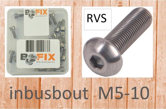 Bofix Inbusbout M5x10 RVS bolkop (25st) | bol