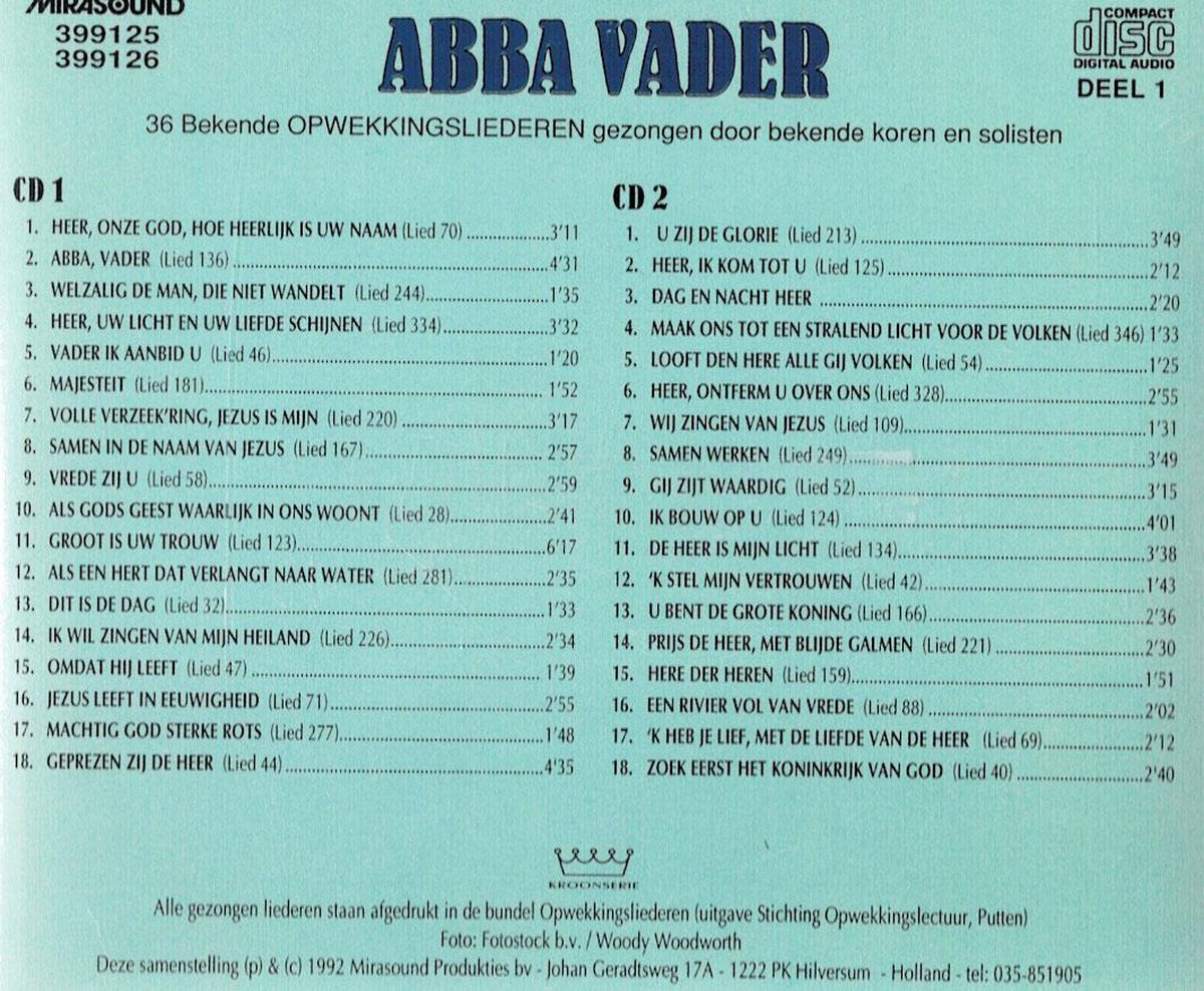 Abba Vader Deel 1 - 36 bekende opwekkingsliederen, Mannenkoor Edoza / Chr. Mannenkoor... | bol.com