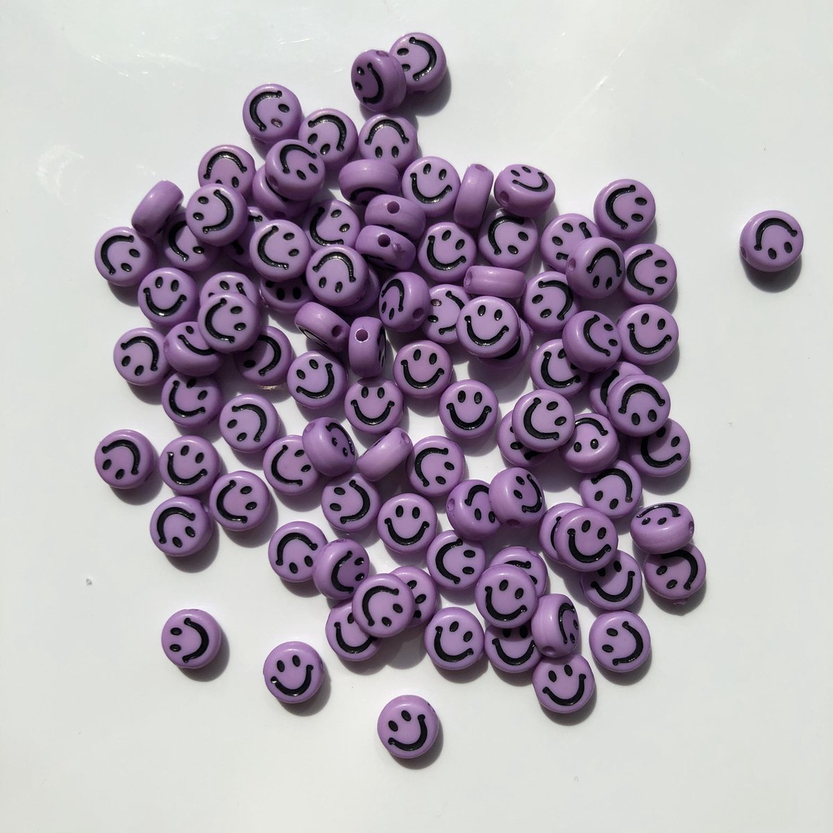 smiley kralen - smiley ketting - emoji kralen - paars - 100 stuks ...