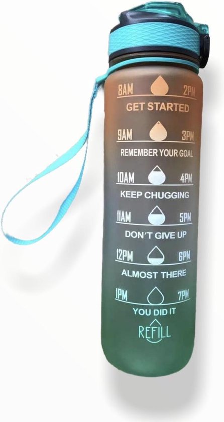 Fitnessim Motivation Waterfles - Oranje Groen - Motivation Bottle ...