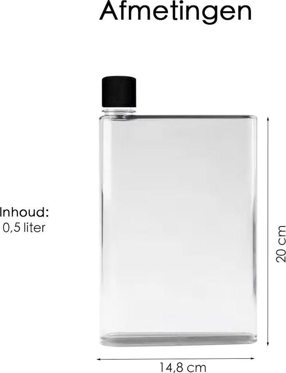 Waterfles Plat – Transparant – Minimalistisch Uiterlijk - Gemakkelijk ...