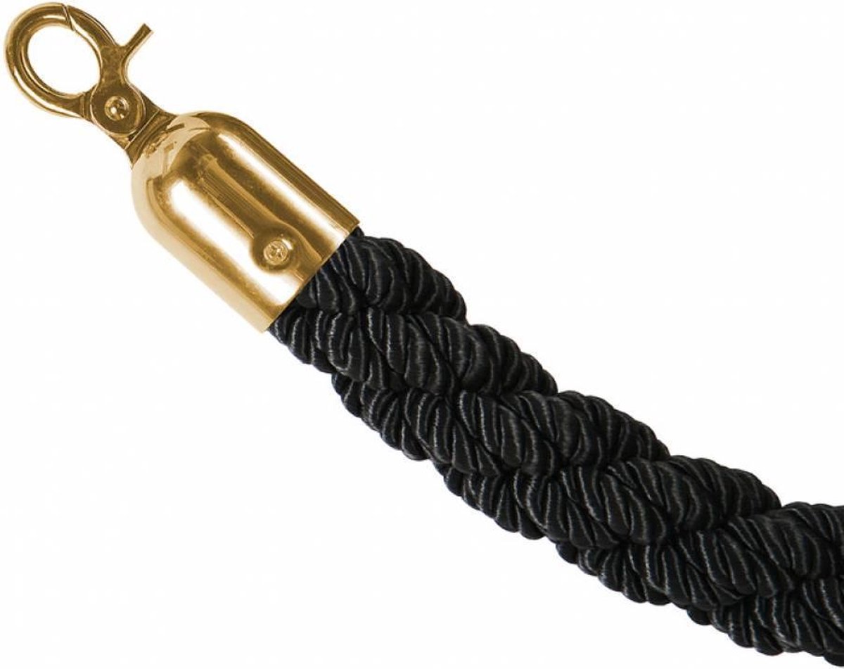 Afzetkoord zwart sluiting goud, luxe koord voor afzetpaal / afzetpalen ...