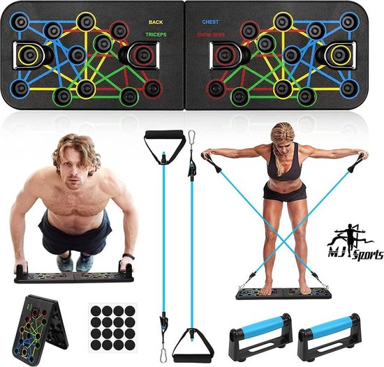 MJ Sports Premium 13 in 1 Push ups Board met Weerstandskabels - Fitness ...