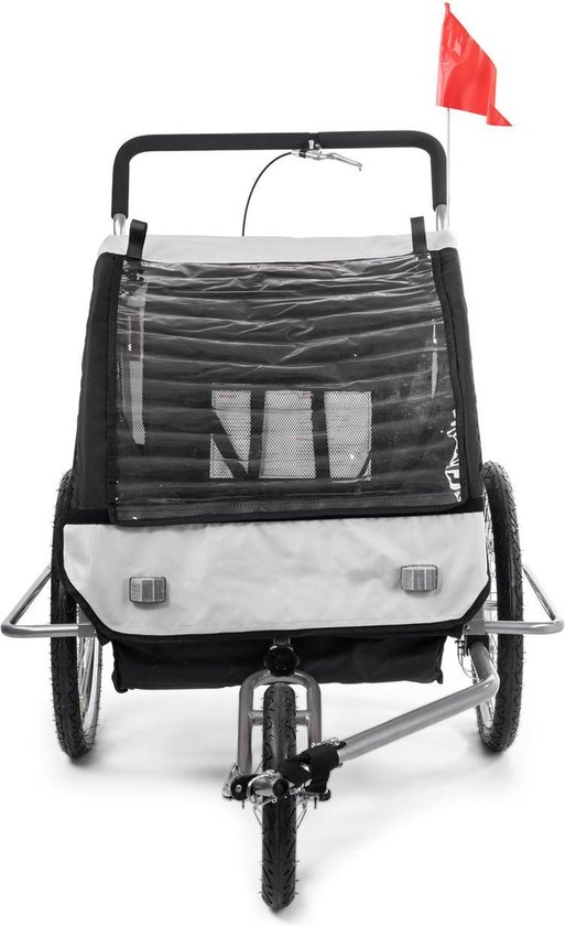 Fietskar - 2in1 Jogger - Wit/Zwart - Frame zilver | bol