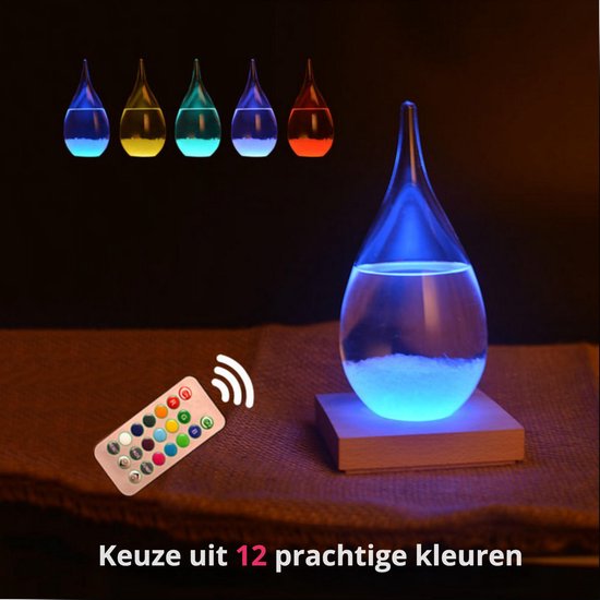 Stormglas Large met LED verlichting - Inclusief Houten Basis ...