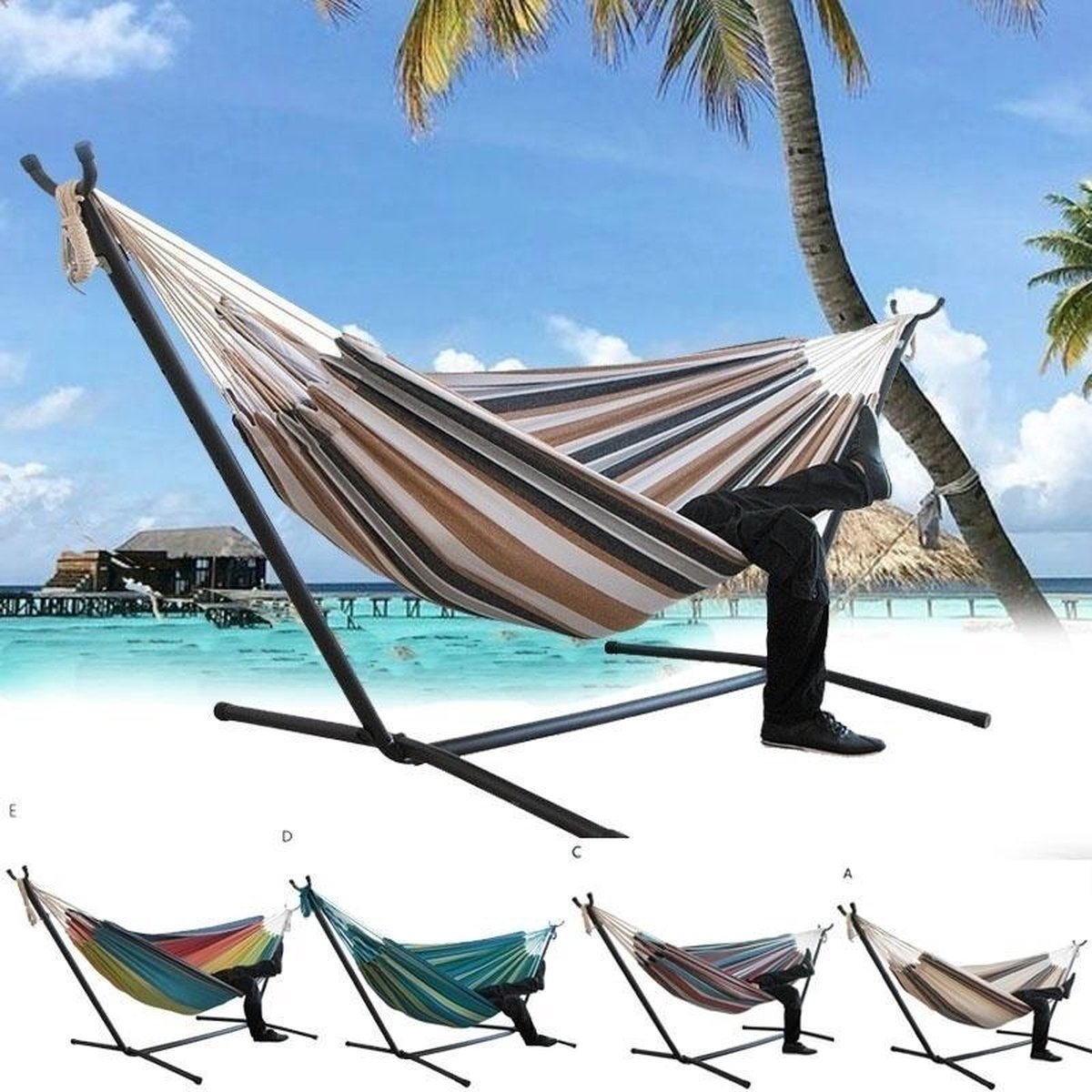Hangmatten-Outdoor Casual Reizen Slapen Bed Lichtgewicht Canvas Hangmat ...
