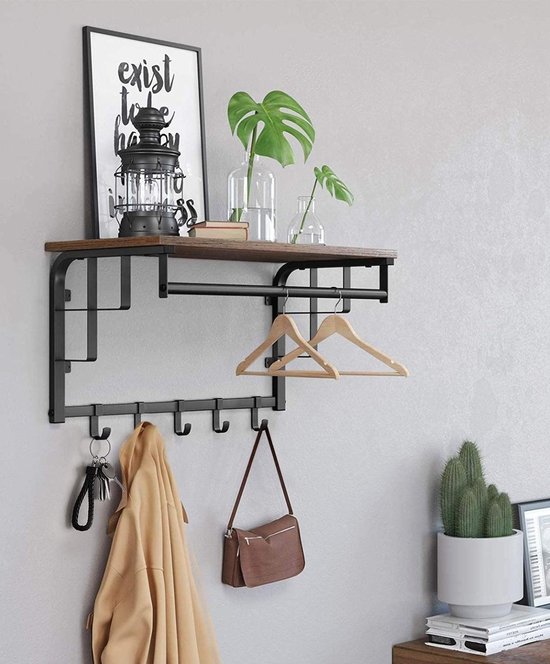 VASAGLE wandgarderobe, wandkast met legbord, wandkast met 5 uitneembare ...