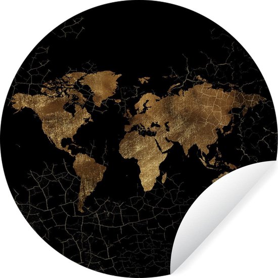 WallCircle - Muurstickers - Behangcirkel - Wereldkaart - Lijn - Bruin - 100x100 cm -... | bol